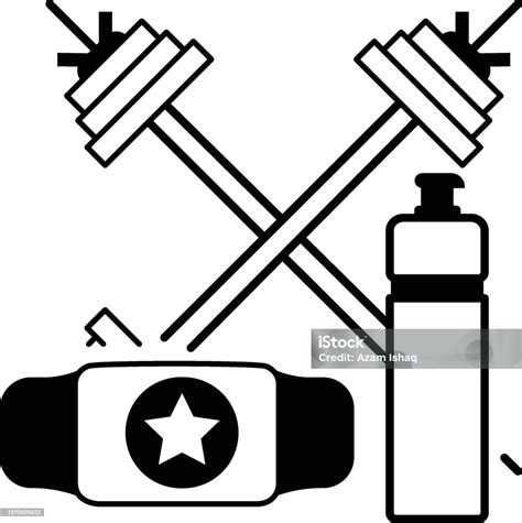 선수 또는 역도 개념 아령 운동 에너지 음료 세트 벡터 아이콘 디자인 스포츠 장비 기호 체력과 웰빙 기호 레저 활동 스톡 일러스트 강철에 대한 스톡 벡터 아트 및 기타