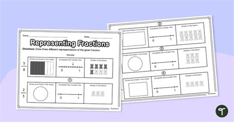Representing Fractions Worksheet Teach Starter