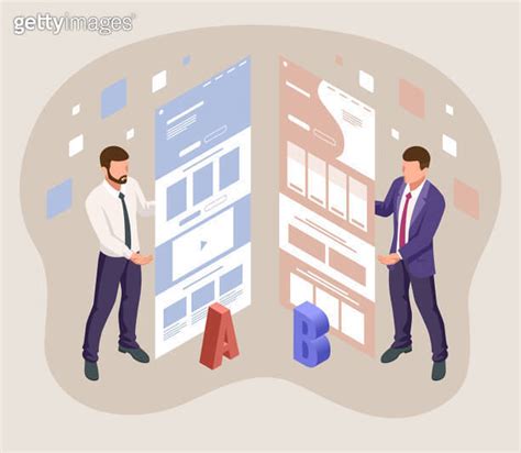 Isometric A B Testing Comparison Concept Split Testing Web Page Comparing 이미지 1271015943