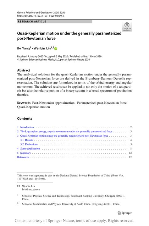 Quasi Keplerian Motion Under The Generally Parameterized Post Newtonian Force