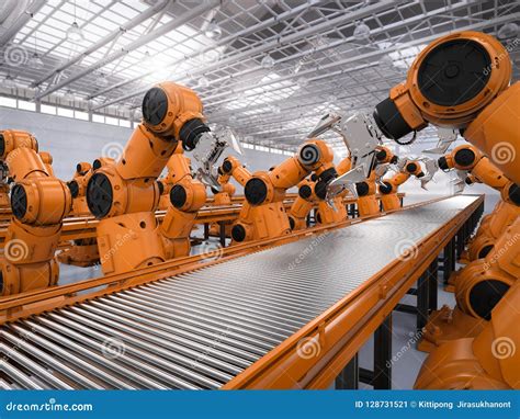 robot assembly line stock illustration illustration of machine 128731521