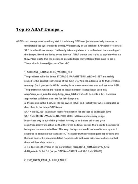 Top 10 Abap Dumps Pdf 64 Bit Computing Kernel Operating System
