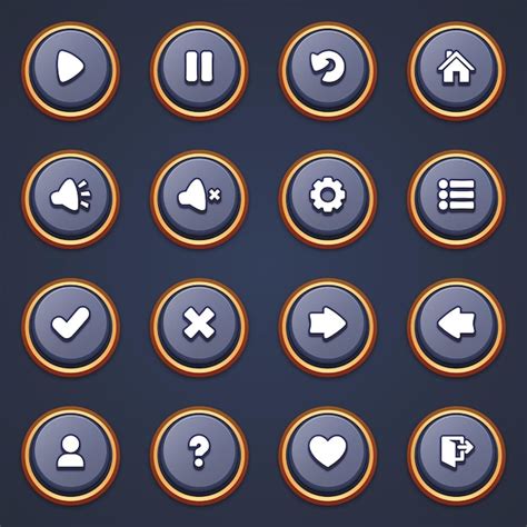 Premium Vector Set Of Silver Buttons For Mobile Games Game Interface
