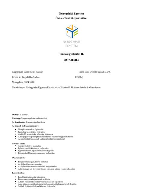 Buga Ildiko Óravázlat Fecske Vonal Írása 2024 10 08 Pdf