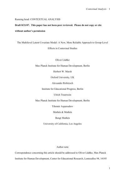 The Multilevel Latent Covariate Model Mplus