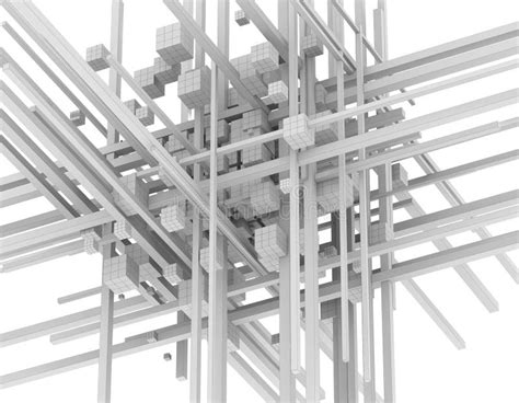 Cube Building Structure Structure And Line Data Technology Stock