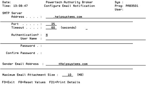 Configure Email Notification Screen