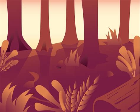 Premium Vector Forest In Sunset Background