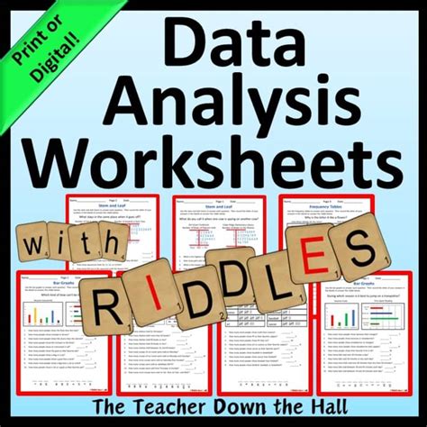 Data Analysis Worksheets W Riddles Dot Plots Stemleaf Frequency Tables