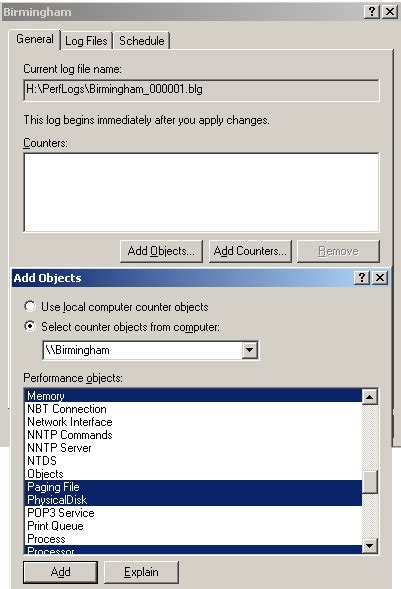Performance Monitor How To Design Counter Logs In Windows Server 2003