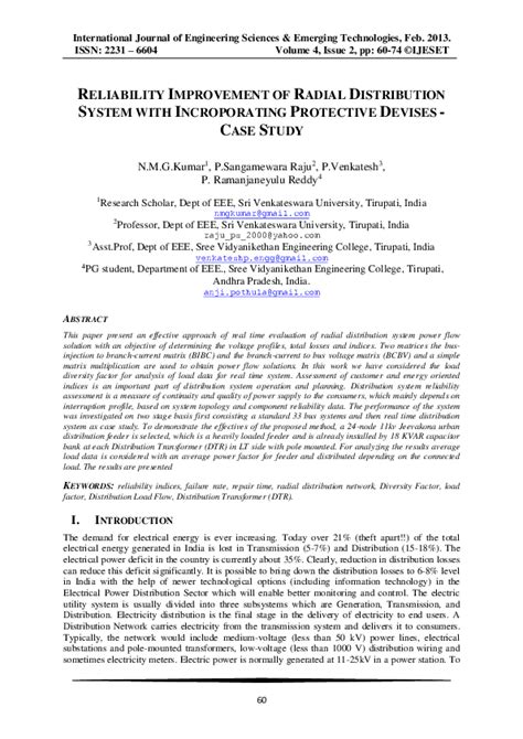 Pdf Reliability Improvement Of Radial Distribution System With Incroporating Protective