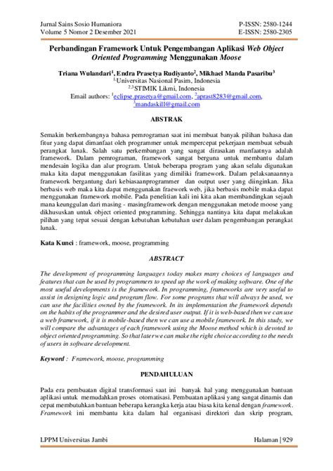 pdf perbandingan framework untuk pengembangan aplikasi web object oriented programming