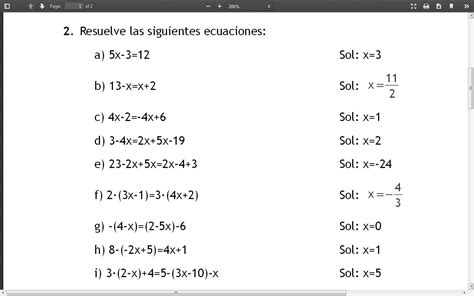 Ecuaciones 1 Eso Pdf Ejercicios Y Soluciones Fáciles