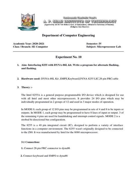 Mp Exp10 Interfacing Lab Manual Pdf Inputoutput Office Equipment