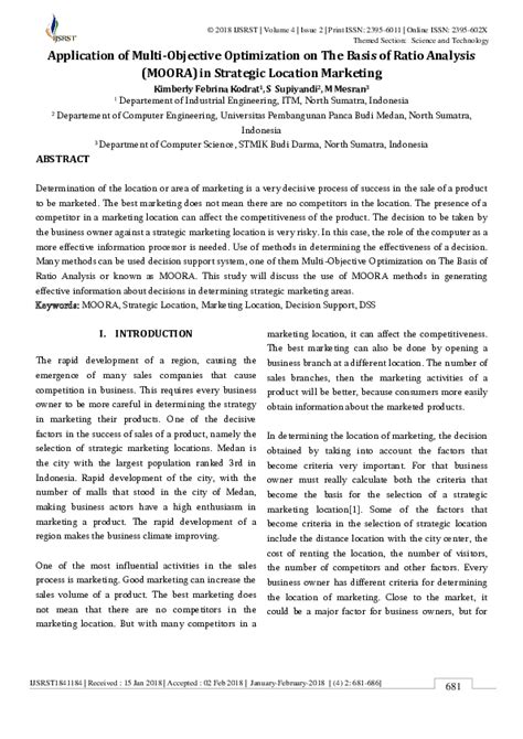 Pdf Application Of Multi Objective Optimization On The Basis Of Ratio Analysis Moora In