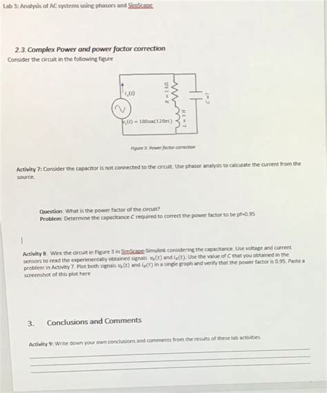 Solved Lab Analysis Of AC Systems Using Phasors And Chegg Com