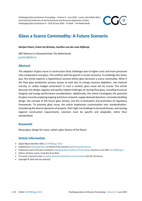 Pdf Glass A Scarce Commodity A Future Scenario