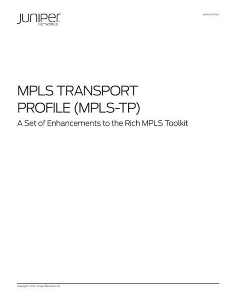 Mpls Transport Profile Mpls Tp Juniper Networks