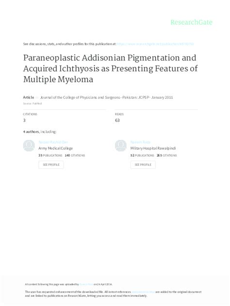 Pdf Paraneoplastic Addisonian Pigmentation And Acquired Ichthyosis As