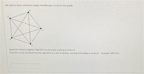 Solved We Wish To Find A Minimum Weight Hamiltonian Circuit