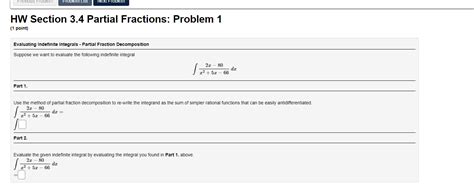 Solved Hw Section 3 4 Partial Fractions Problem 1 1 Point