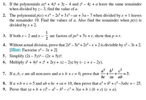 Cbse Class 9 Polynomials Extra Questions