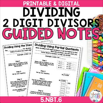 Dividing Multi Digit Numbers By Digit Divisors Guided Math Notes