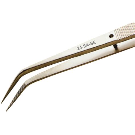 Excelta 24 Sa Se Tweezers 1 Star Bent Tip Serrated Broad Serrated Angled Stainless Steel 6