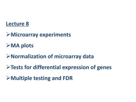 Ppt Lecture 8 Microarray Experiments Ma Plots Normalization Of