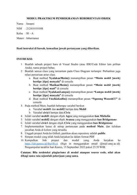 Modul Inheritance Praktikum Pemrograman Berorientasi Objek Modul