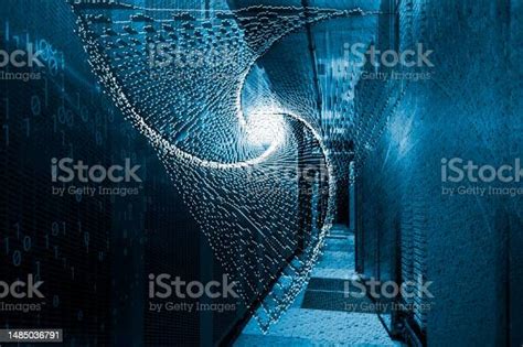 3d는 데이터 센터 서버의 배경에 대해 디지털 스트림의 추상적인 흡연을 렌더링합니다 정보 기술의 개념 가상현실에 대한 스톡 사진 및 기타 이미지 Istock