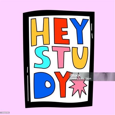 벡터 스티커 헤이 스터디 연구와 교육을 위한 레터링 향수 손으로 그린 글꼴 70 년대 80 년대의 환각 히피 스타일의 타이포그래피 프린트와 실루엣 플로터를 위한 유치한