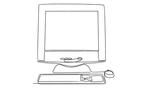 Premium Vector Continuous Line Of Retro Old Classic Personal Computer Processor Unit