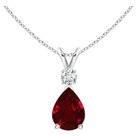Angara 1 15ct Ruby Teardrop Pendant With Diamond In 14k Rose Gold For