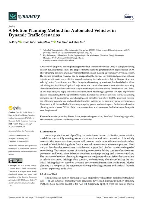Pdf A Motion Planning Method For Automated Vehicles In Dynamic Traffic Scenarios
