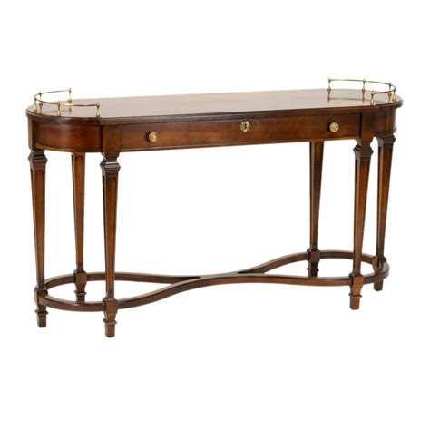 Traditional Oval Console Table With Brass Gallery Grandview Mercantile