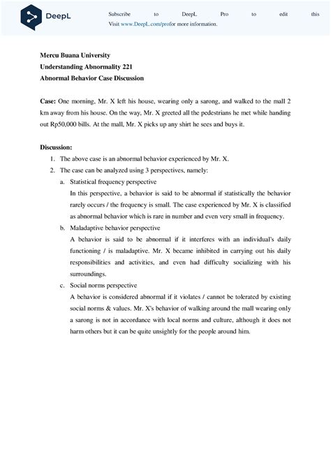 Abnormal Behavior Case Discussion Mercu Buana University Understanding Abnormality 221