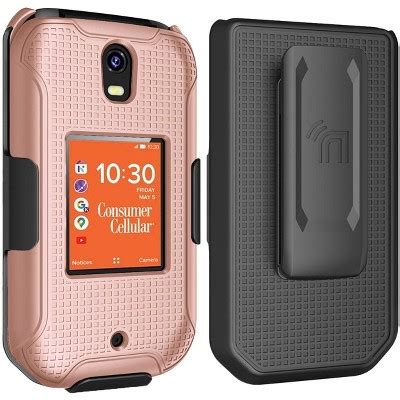 Nakedcellphone Combo For Consumer Cellular Iris Flip Phone Hard Case And Belt Clip Holster