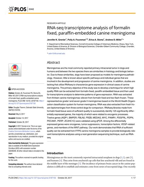 Pdf Rna Seq Transcriptome Analysis Of Formalin Fixed Paraffin