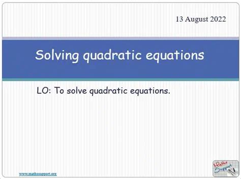 Maths Igcse E2100 Solving Quadratic Equations