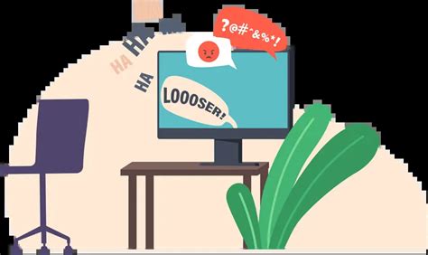 Computer Desktop With Bully Messages On Screen Illustration People