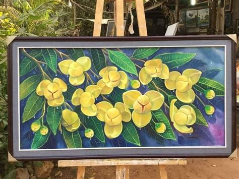 គំនូរផ្ការំដួលដែលជាផ្កាតំណាងអោយជាតិខ ល្ខោនស្បែកបុរាណខ្មែរ