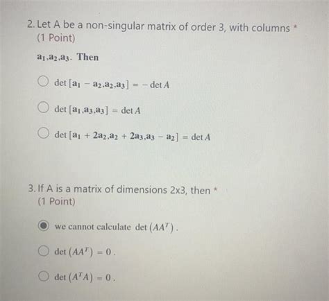 Solved Let A Be A Non Singular Matrix Of Order With Chegg