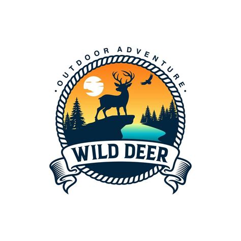 Wild Deer Badge Logo Vector Illustration 17503901 Vector Art At Vecteezy