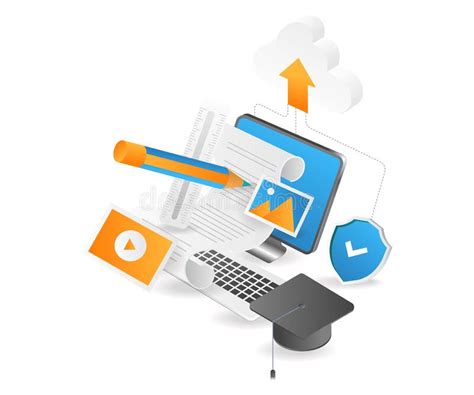 Illustration Cloud Based Online School Data Security Stock Illustration Illustration Of