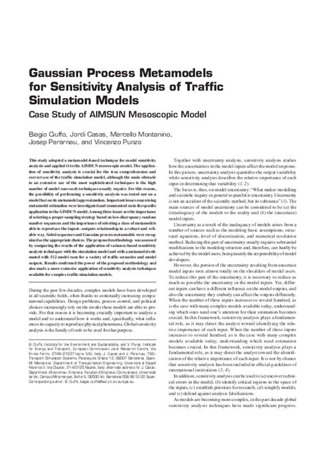 Pdf Gaussian Process Metamodels For Sensitivity Analysis Of Traffic Simulation Models