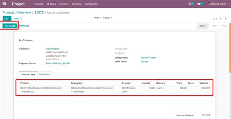 How To Invoice A Project In Odoo V