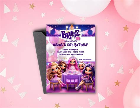 Doll Birthday Party Invitation Bratz Invitation Bratz Party Invitation Bratz Birthday Party