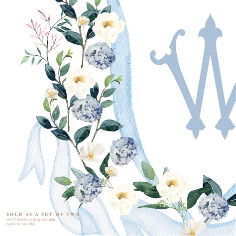 Blue Floral Wedding Crest Personalized Monogram Jpeg And Png Etsy