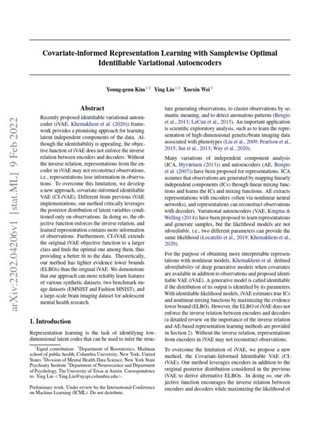 Covariate Informed Representation Learning With Sa Pdf Statistics Applied Mathematics